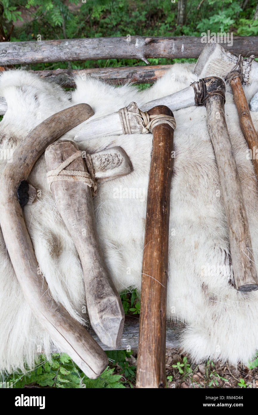 Different kind of stone age axes in a row Stock Photo - Alamy