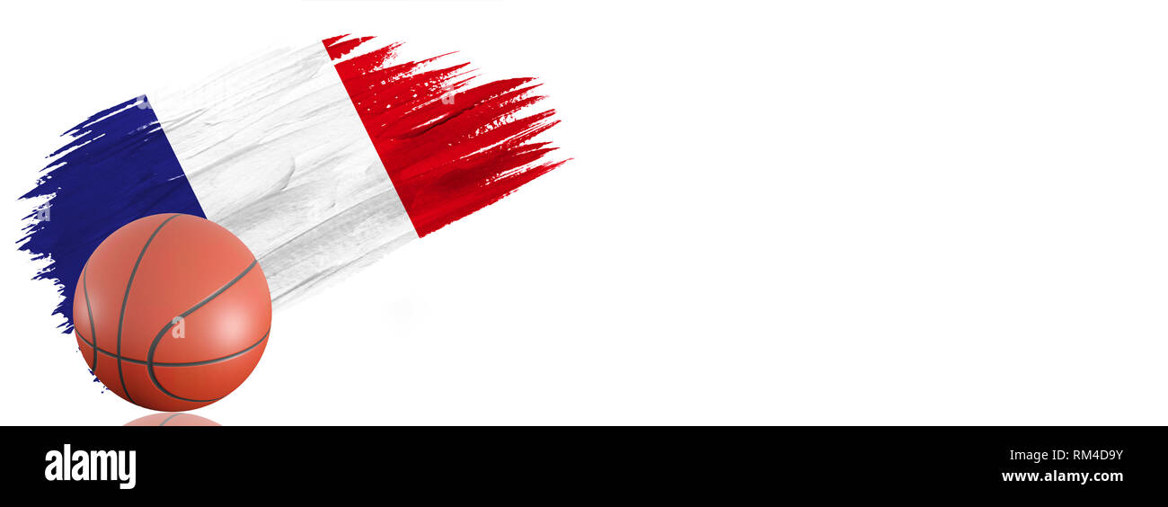 Painted brush stroke in the flag of France. Basketball banner with ...