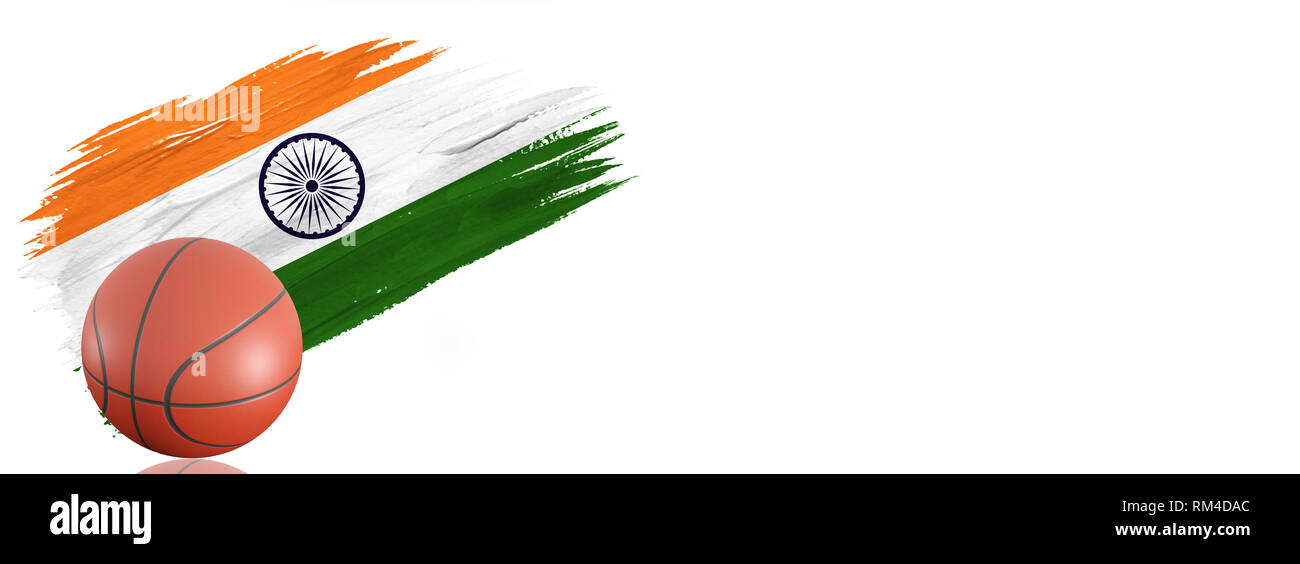 Painted brush stroke in the flag of India. Basketball banner with ...
