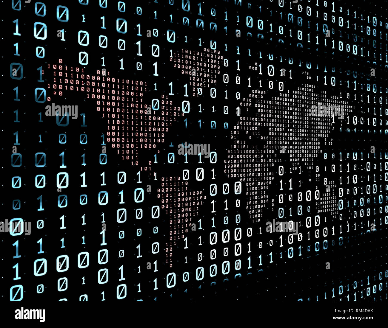 Binary code network matrix, world map, data transmission and storage Stock Photo - Alamy