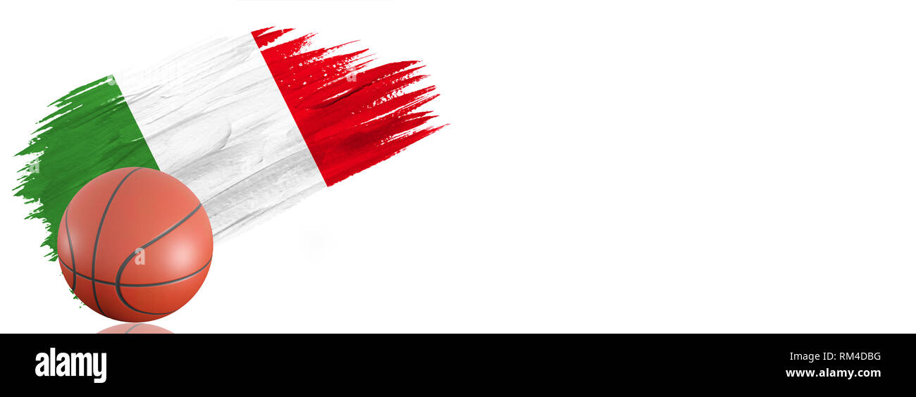 Painted brush stroke in the flag of Italy. Basketball banner with ...