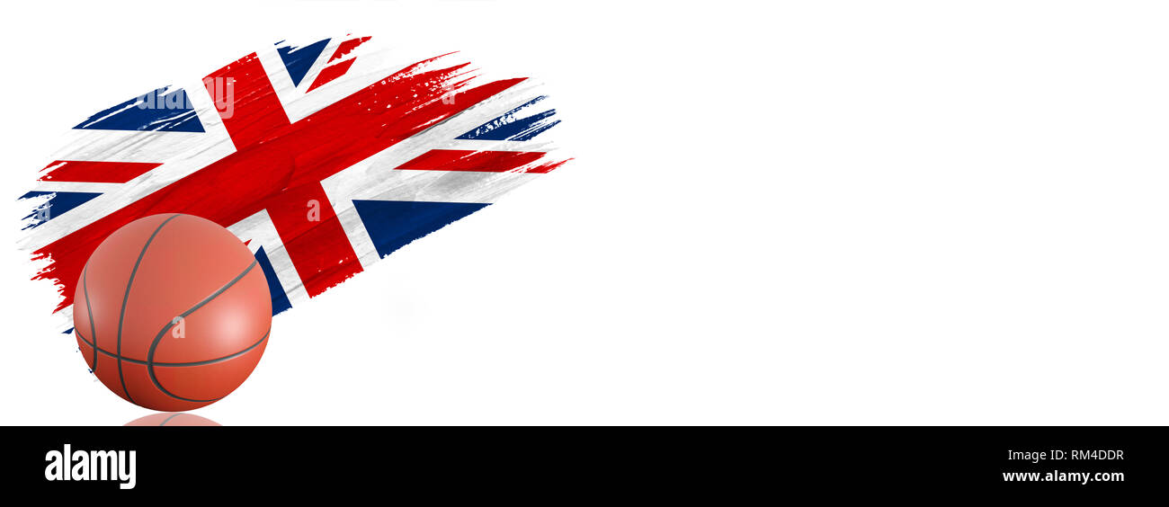 Painted brush stroke in the flag of United Kingdom. Basketball banner ...