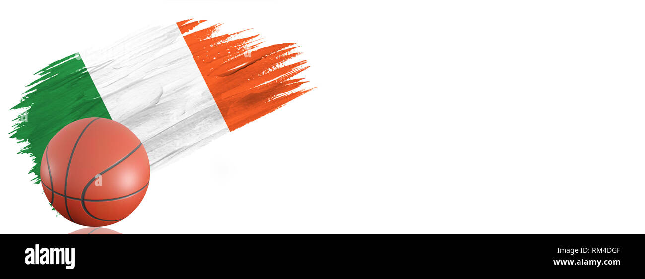 Painted brush stroke in the flag of Ireland. Basketball banner with ...