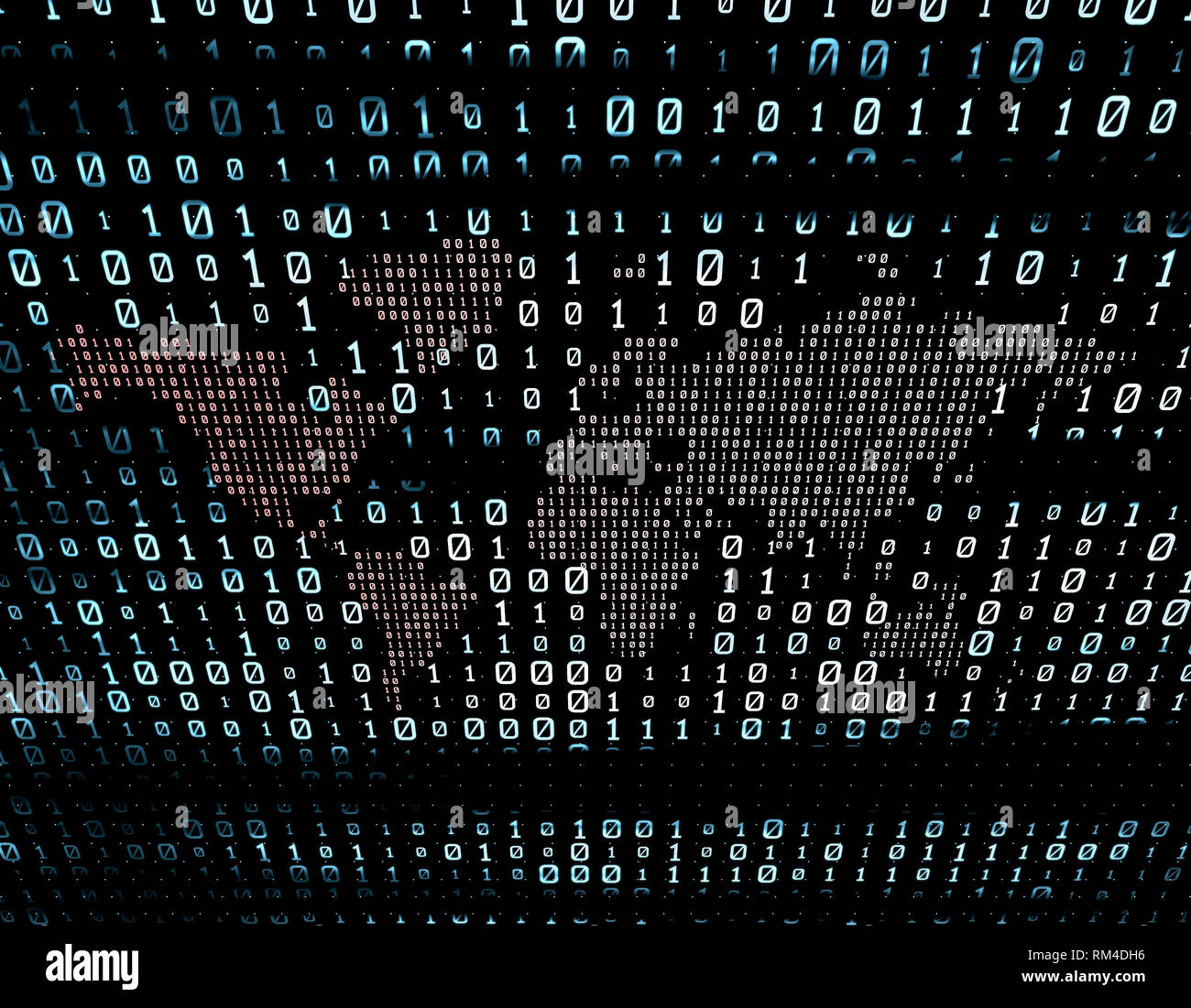 Binary code network matrix, world map, data transmission and storage ...