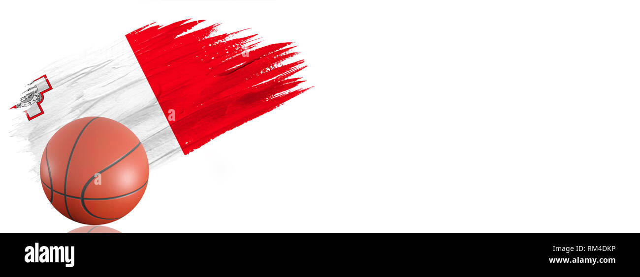 Painted brush stroke in the flag of malta. Basketball banner with ...
