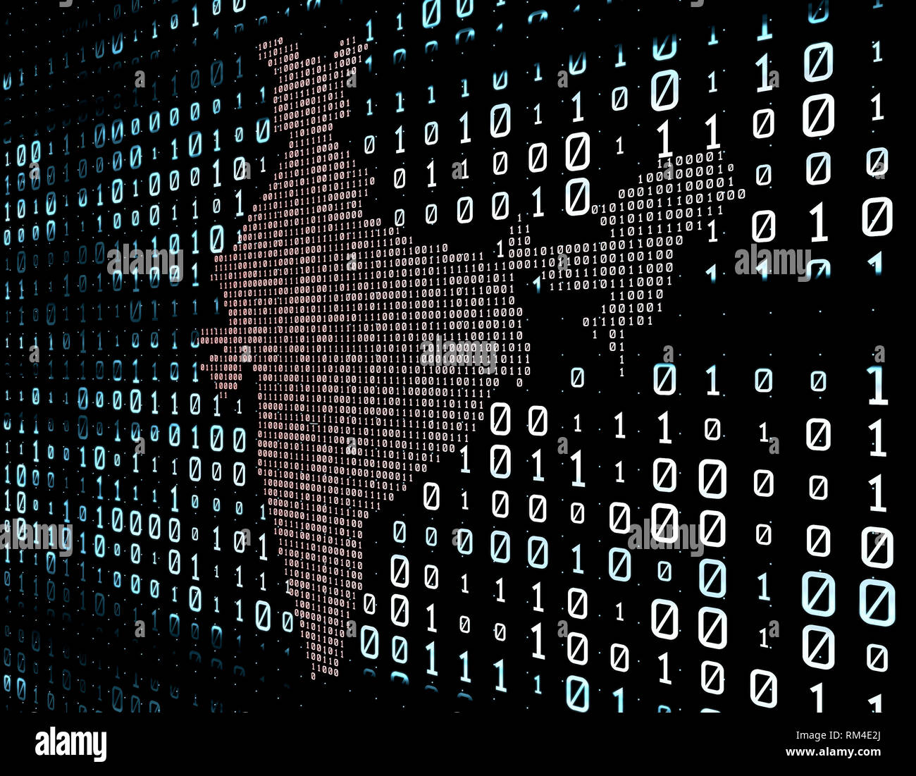 Binary code network matrix, India map, data transmission and storage ...