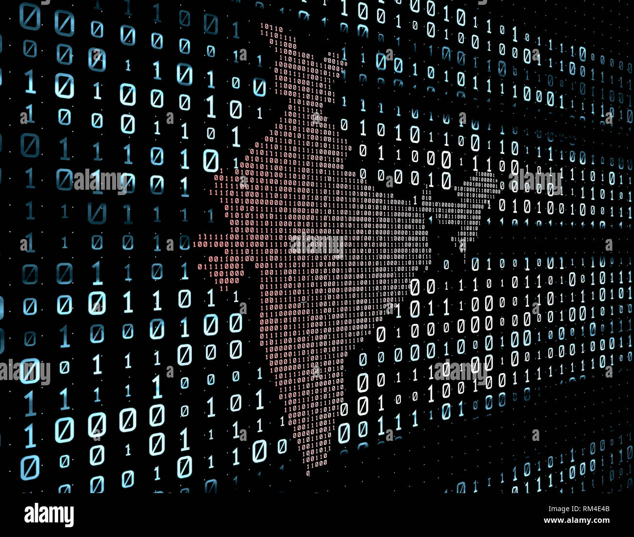 Binary code network matrix, India map, data transmission and storage ...