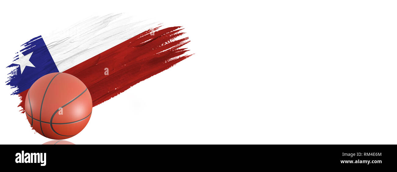 Painted brush stroke in the flag of Chile. Basketball banner with ...