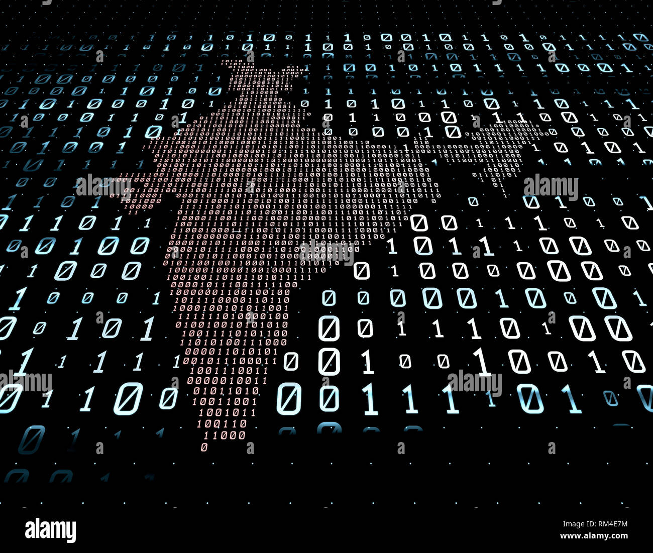 Binary code network matrix, India map, data transmission and storage ...