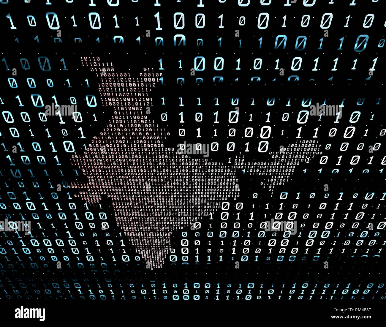 Binary code network matrix, India map, data transmission and storage ...