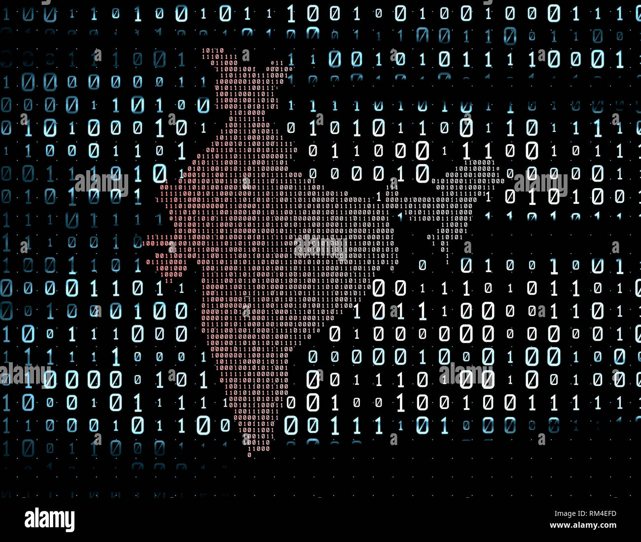 Binary code network matrix, India map, data transmission and storage ...
