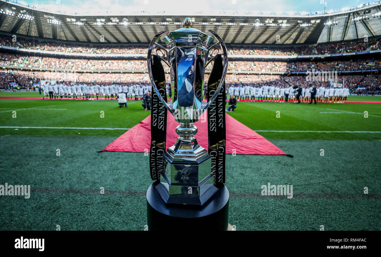 The Six Nations trophy during the Guinness Six Nations match at ...