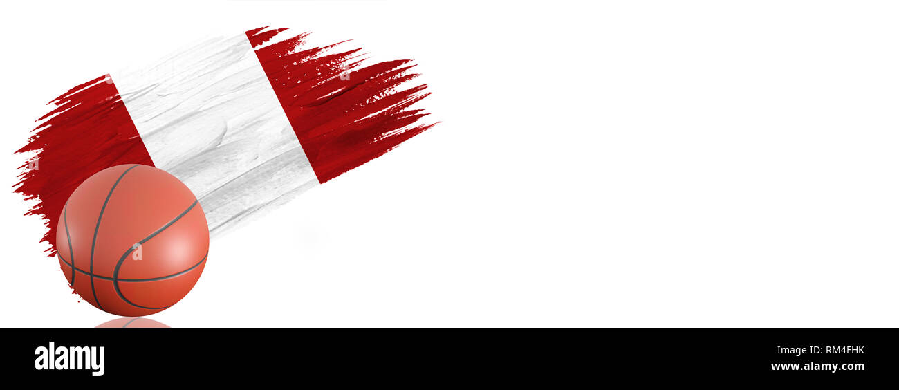 Painted brush stroke in the flag of Peru. Basketball banner with ...
