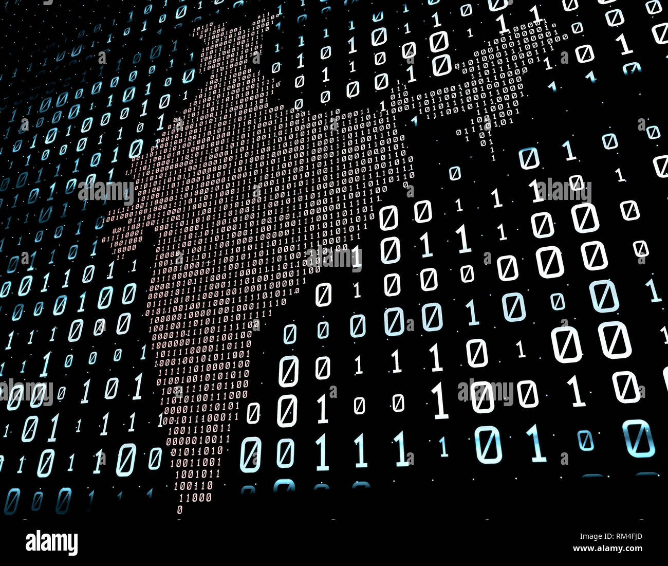Binary code network matrix, India map, data transmission and storage ...