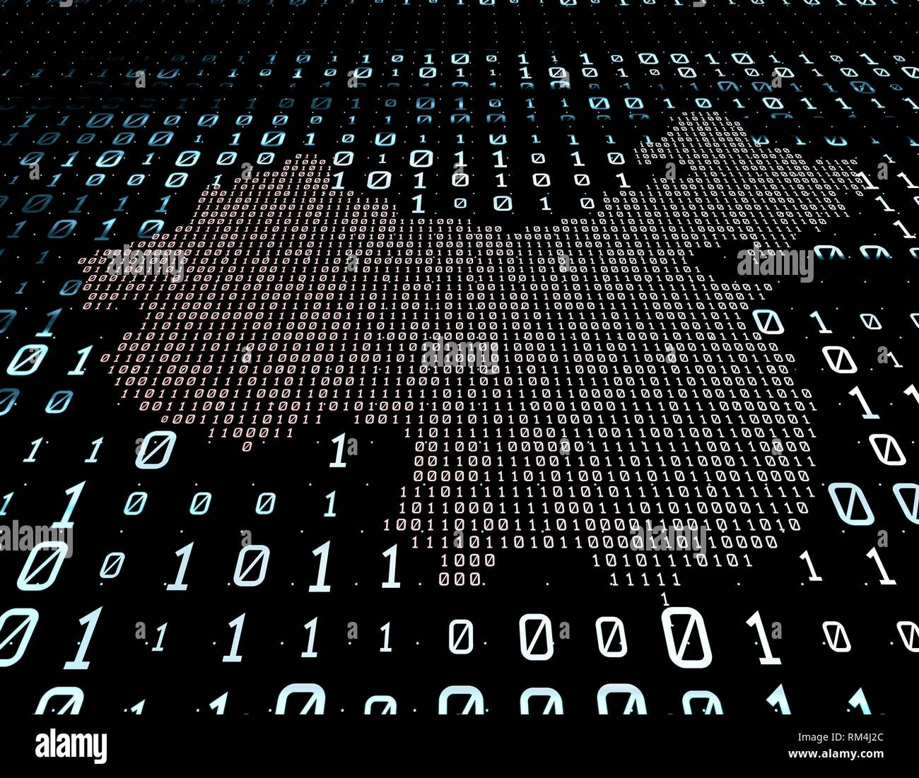 Binary code network matrix, China map, data transmission and storage ...