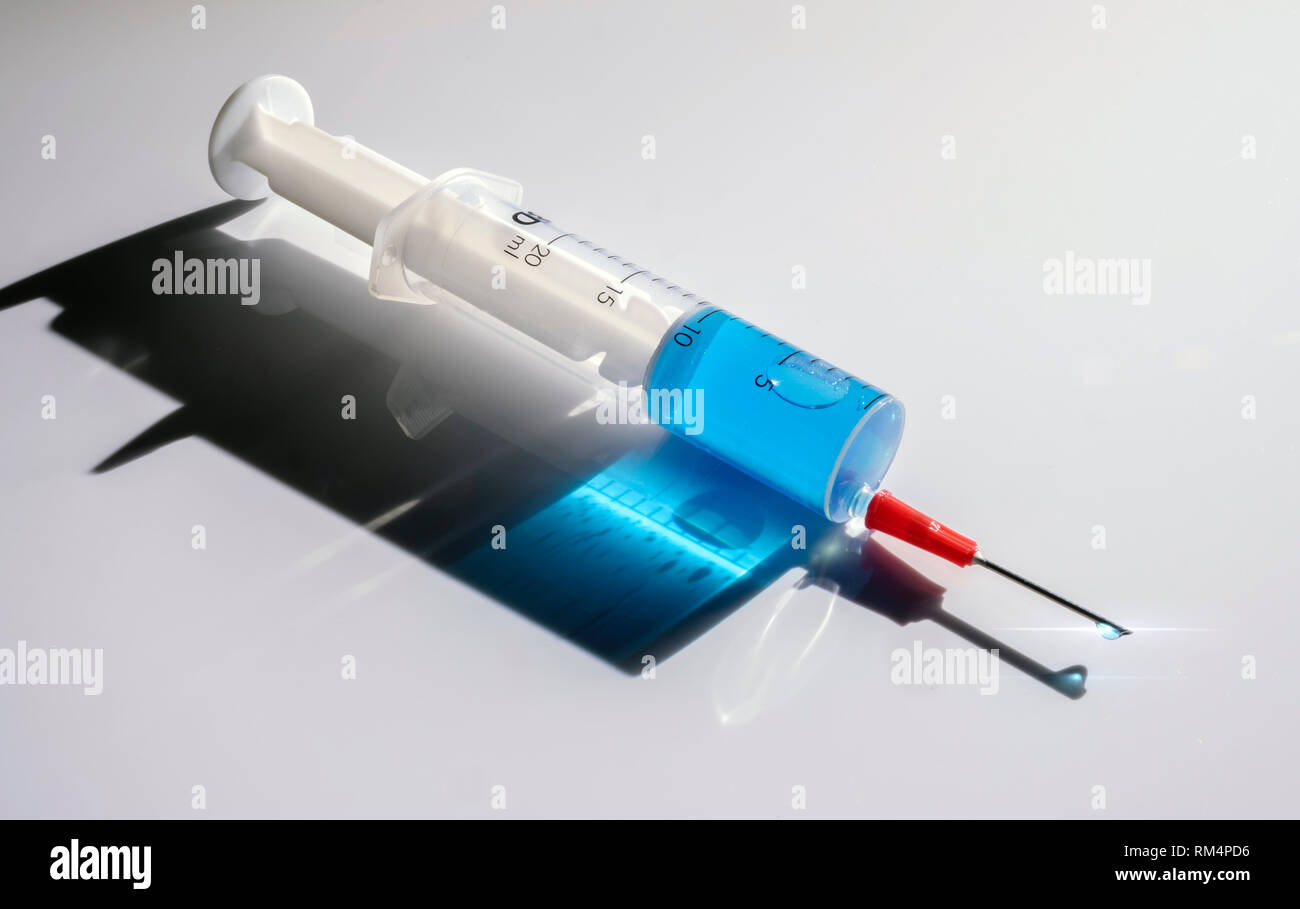 Syringe with medication, conceptual image, horizontal composition Stock ...
