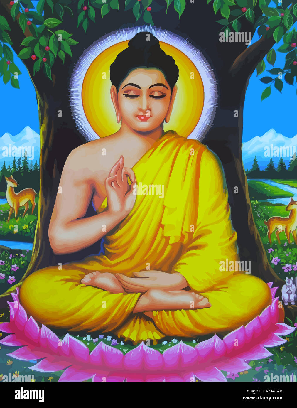 buddha peace wisdom meditating enlighted position illustration Stock ...