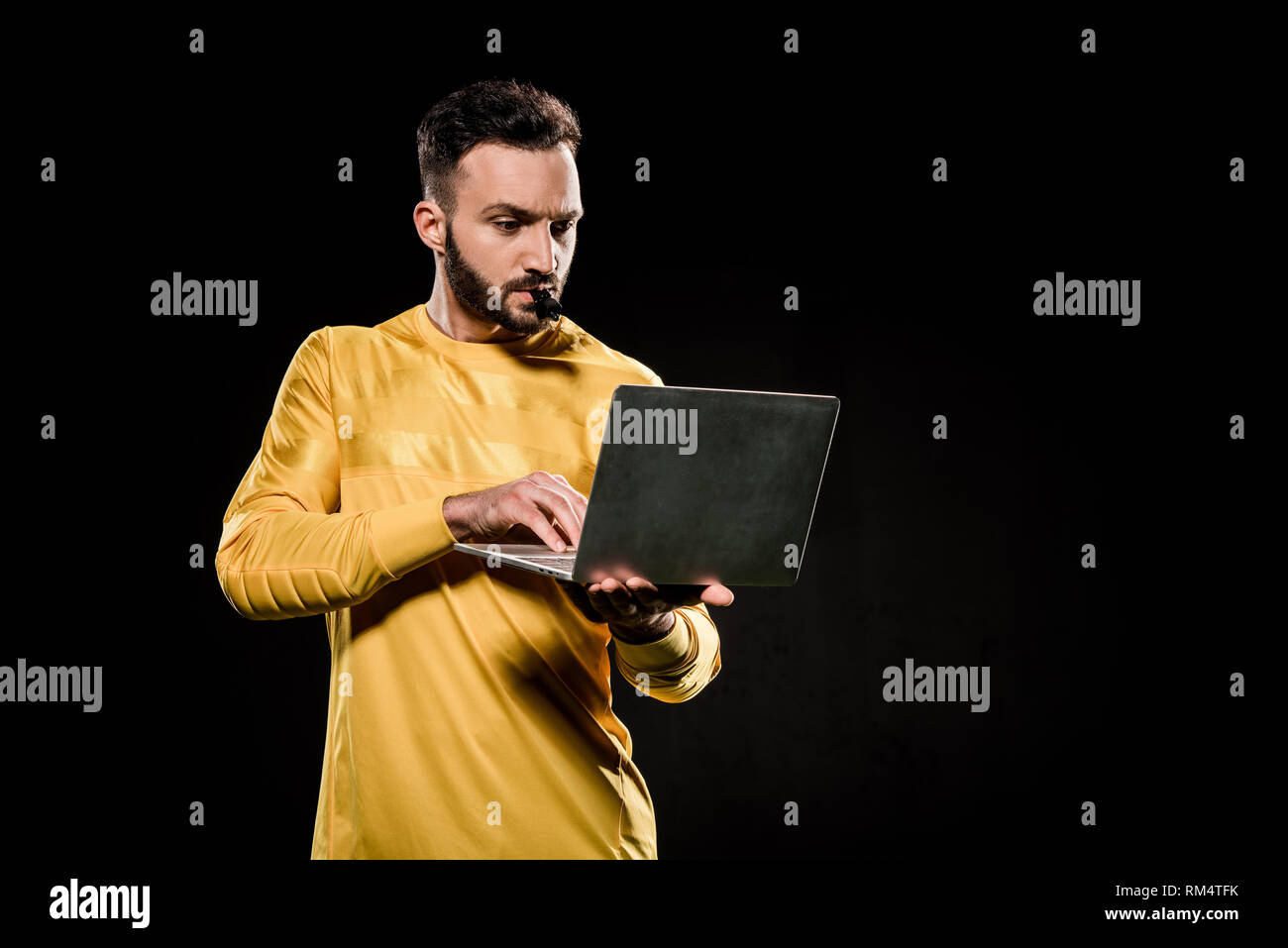 Coach blowing whistle soccer hi-res stock photography and images - Alamy