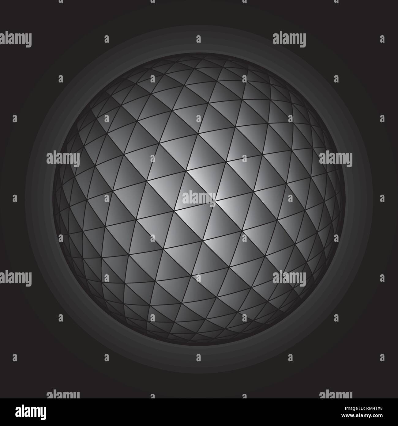 Abstract geometric sphere from triangular faces on dark background, for ...