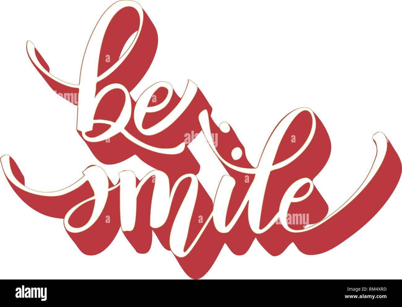 Be smile greating card hand lettering text, brush ink calligraphy ...