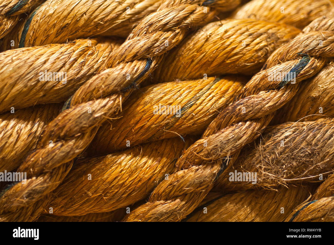 Rope Close-up, twisted and strengthened fibres full frame Stock Photo ...