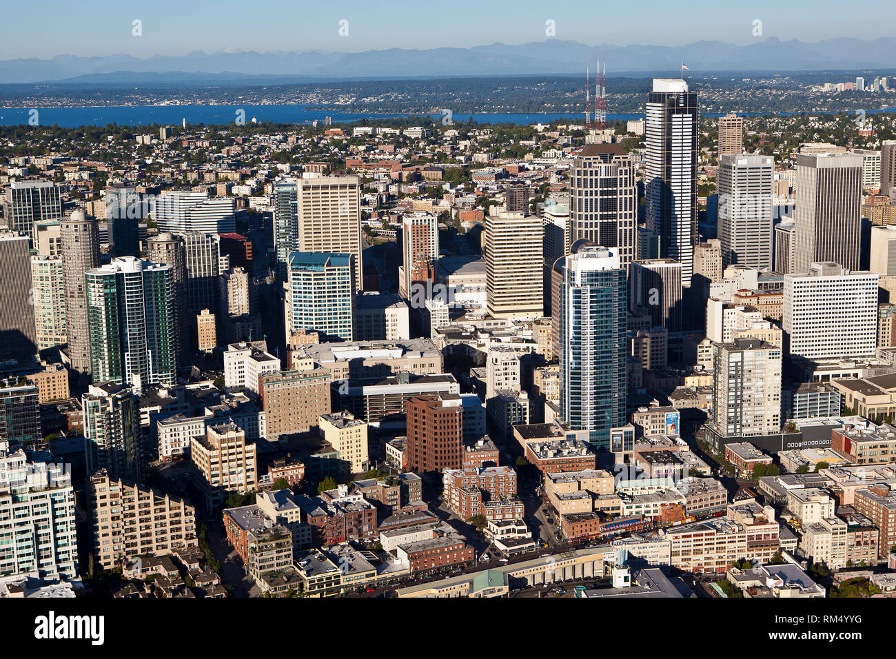 Downtown Seattle, aerial view, buildings, landscape,scenic Stock Photo ...