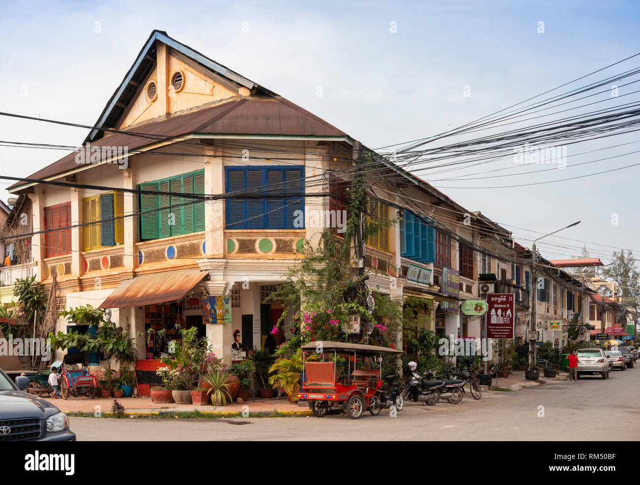 Cambodia, Kampot Province, Kampot city, La Java Bleue, heritage hotel ...