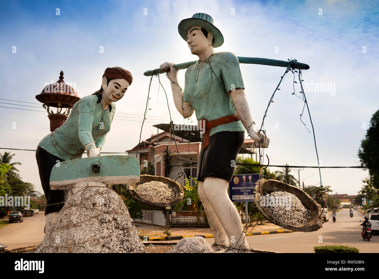Cambodia, Kampot Province, Kampot, Road 701, Salt Workers Monument on ...