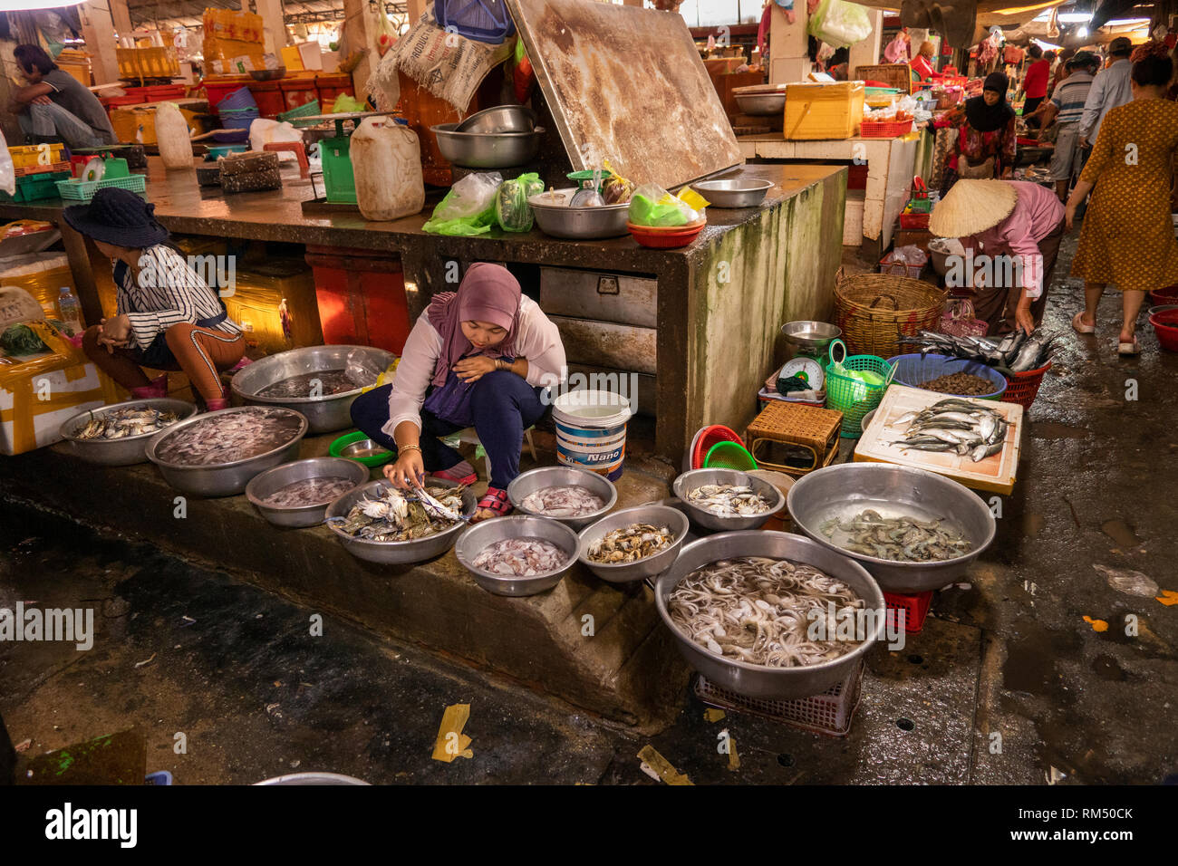 Cambodia, Kampot Province, Kampot, Psar Samaki, Central Market , Moslem ...