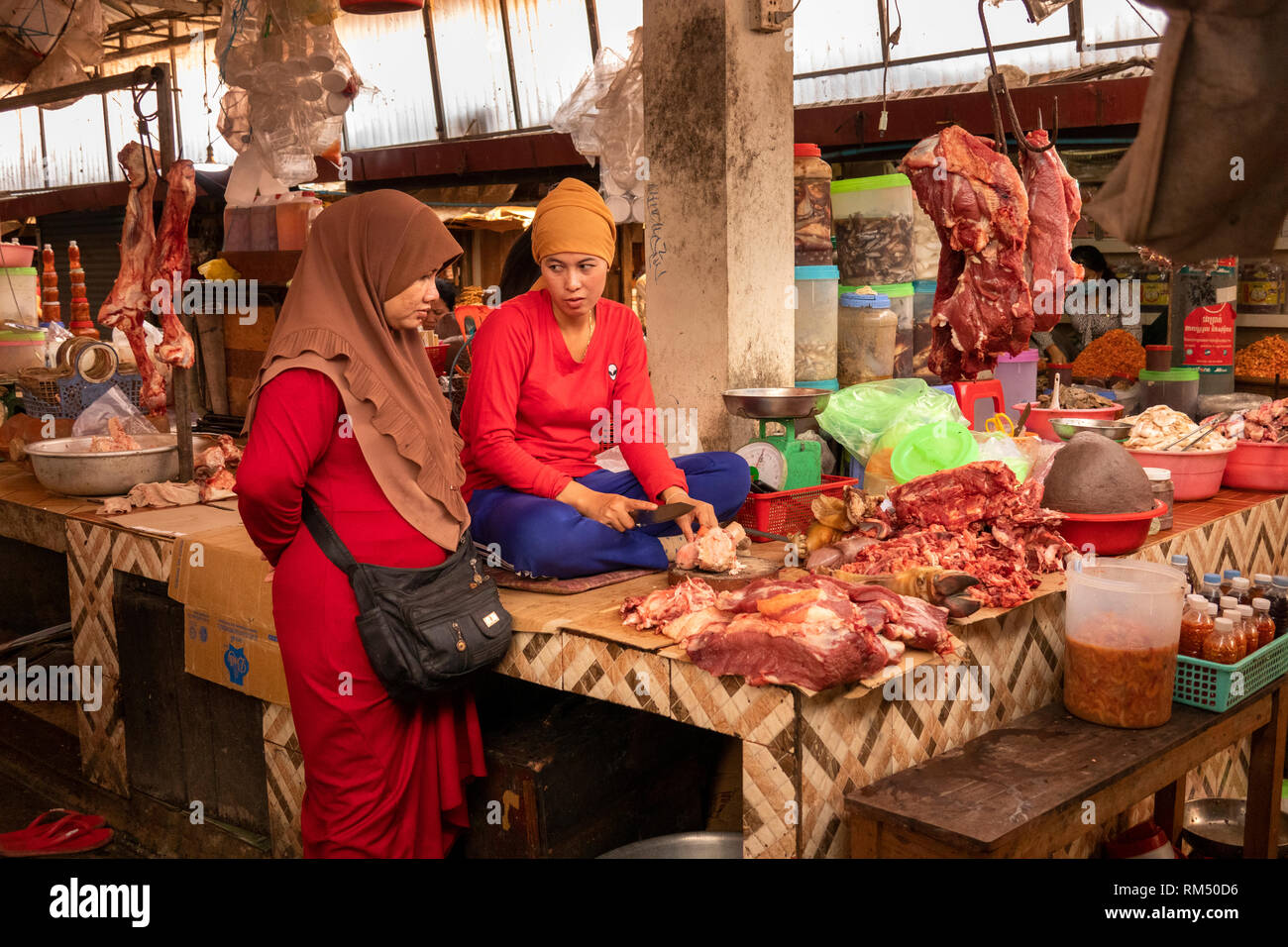 Cambodia, Kampot Province, Kampot, Psar Samaki, Central Market , Moslem ...
