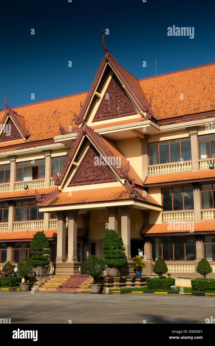 Cambodia, Kampot Province, Kampot, Riverside Road, modern Khmer style ...