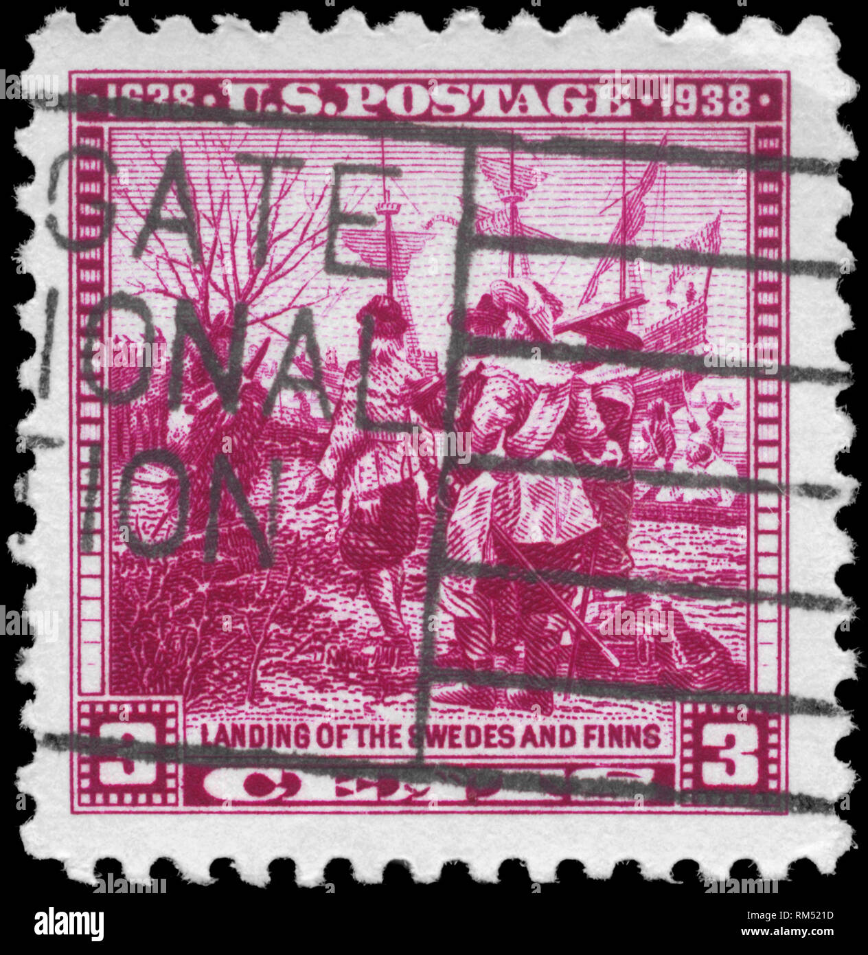 USA - CIRCA 1938: A Stamp printed in USA devoted to Tercentenary of the ...