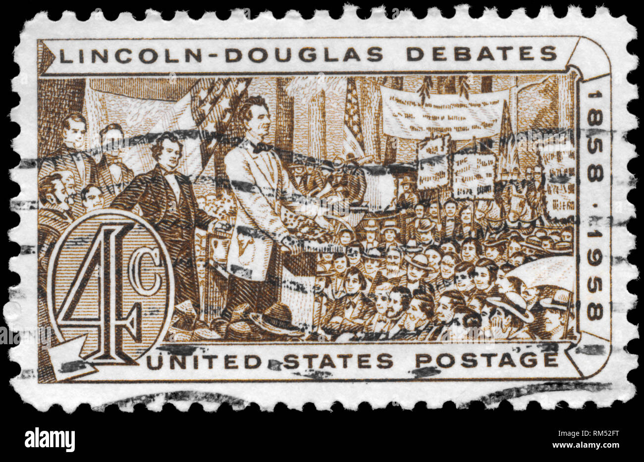 USA - CIRCA 1958: A Stamp printed in USA devoted to Abraham Lincoln and ...