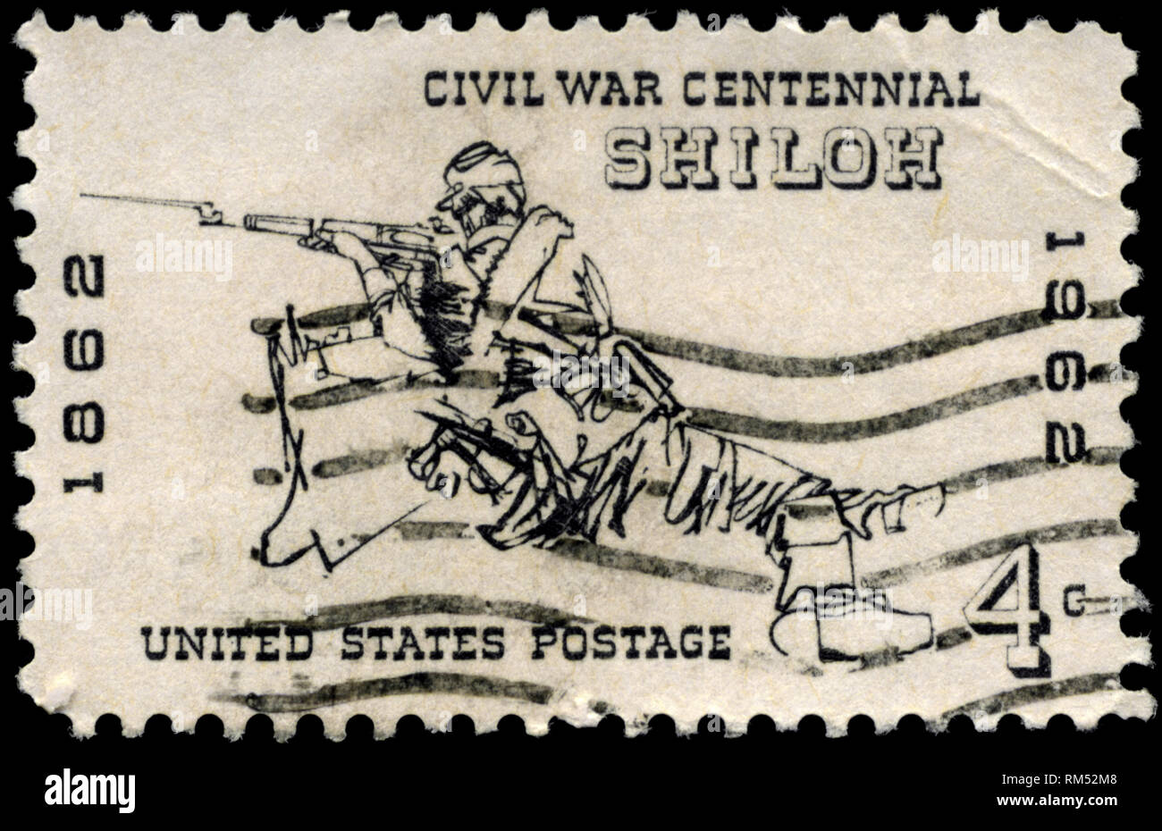 USA - CIRCA 1962: A Stamp printed in USA shows the Rifleman at Shiloh ...