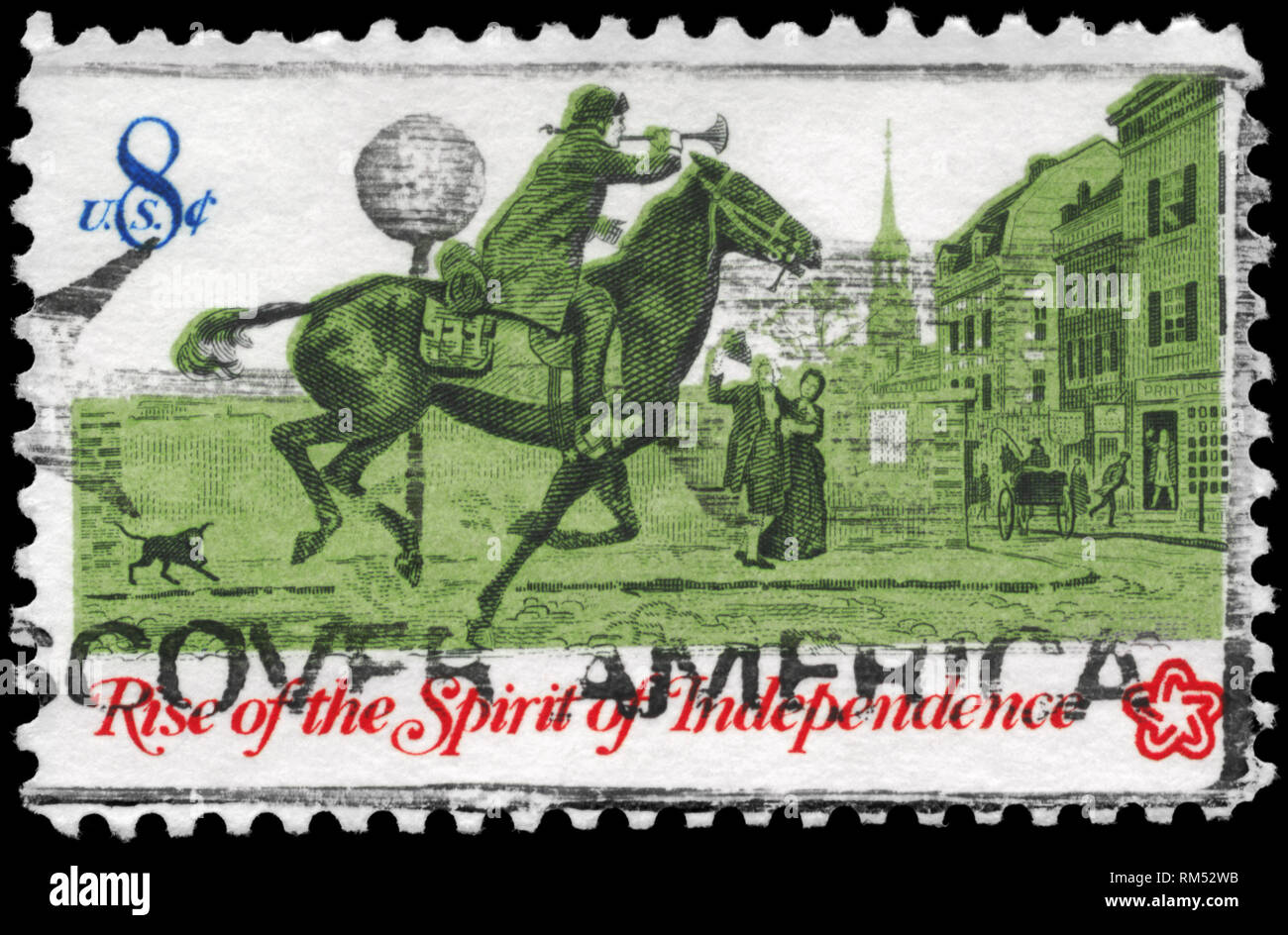 USA - CIRCA 1973: A Stamp printed in USA shows the Postrider, from the series "Rise of the ...