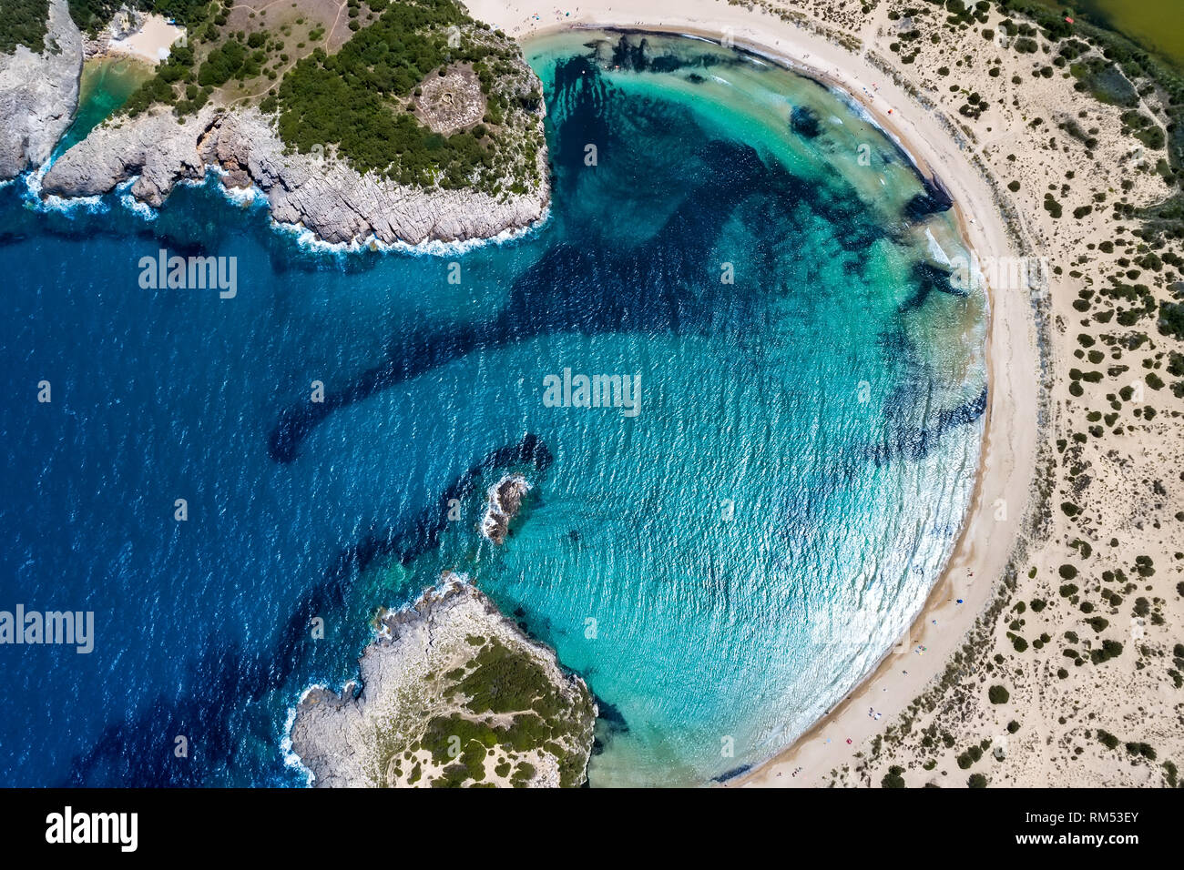 Panoramic aerial view of voidokilia beach, one of the best beaches in ...
