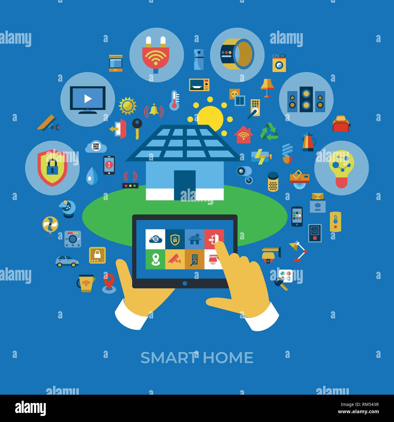 Digital vector wireless smart and digital house simple icons, flat ...