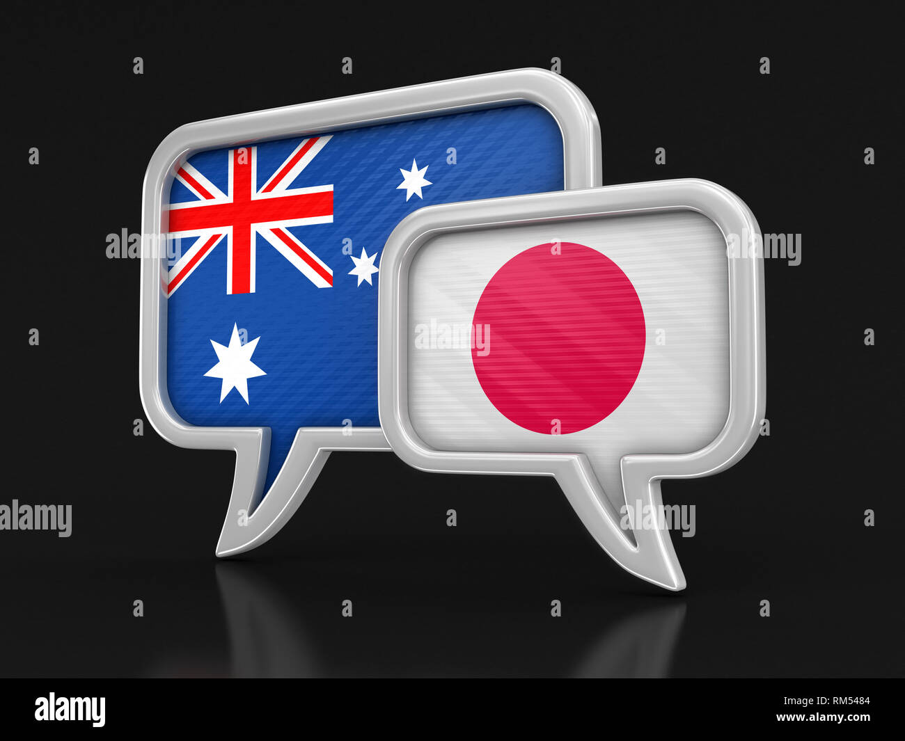 Speech bubbles with flags. Image with clipping path Stock Photo - Alamy