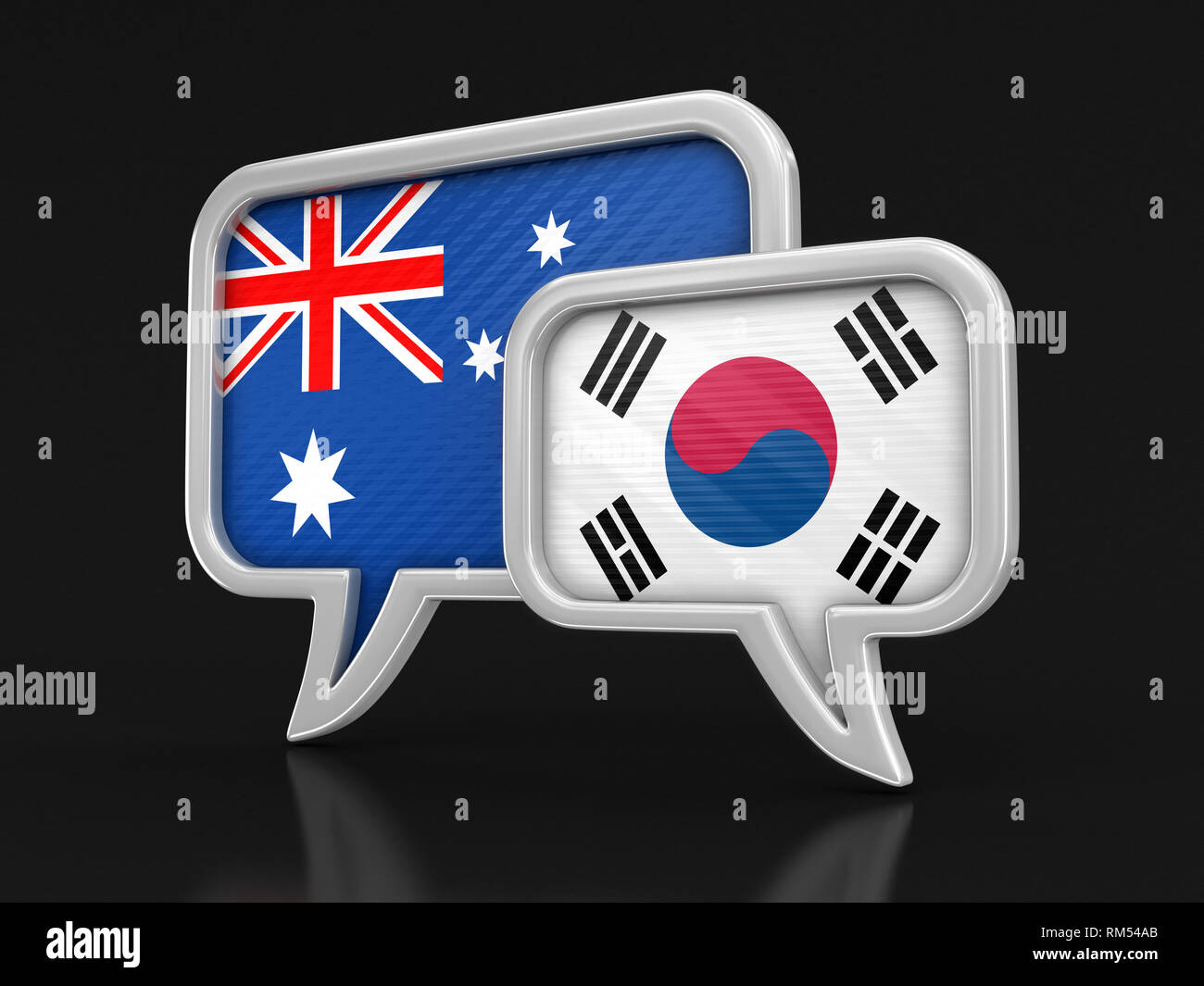 Speech bubbles with flags. Image with clipping path Stock Photo - Alamy