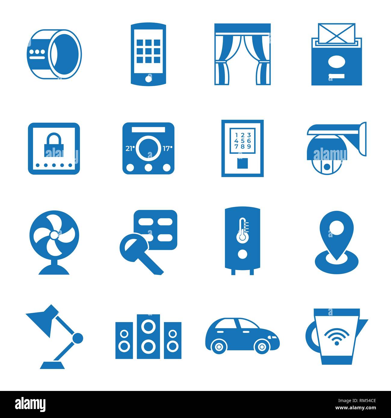 Digital vector wireless smart and digital house simple icons, flat ...