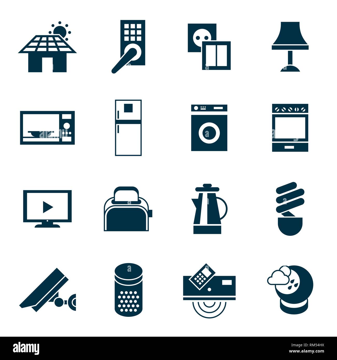 Digital vector wireless smart and digital house simple icons, flat ...