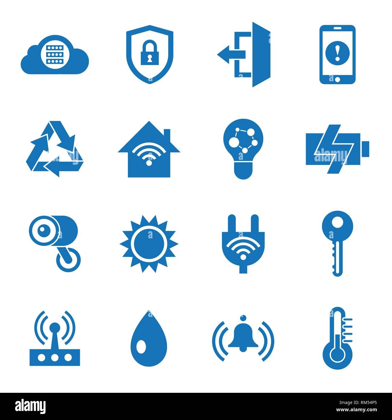Digital vector wireless smart and digital house simple icons, flat ...
