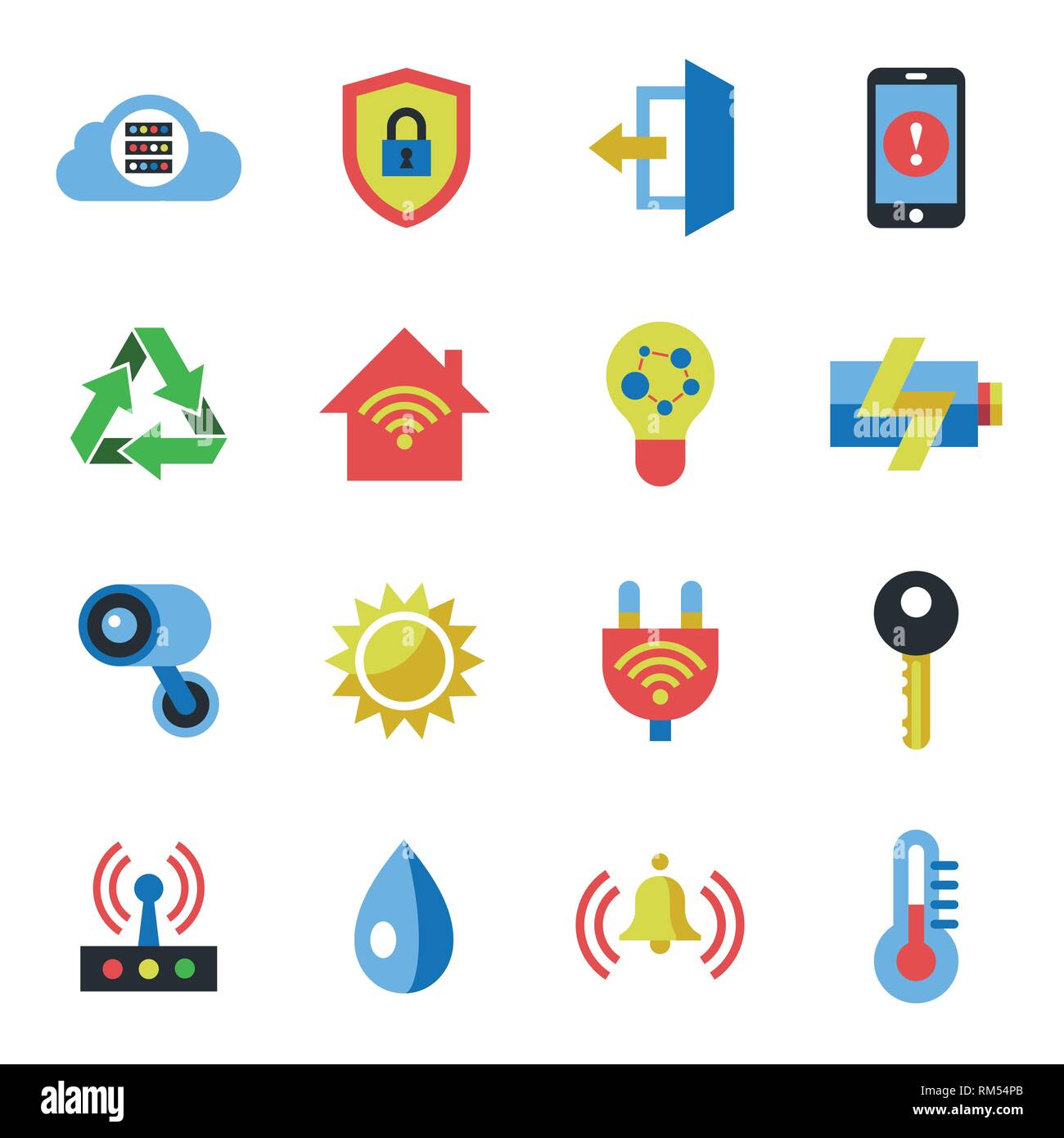 Digital vector wireless smart and digital house simple icons, flat ...
