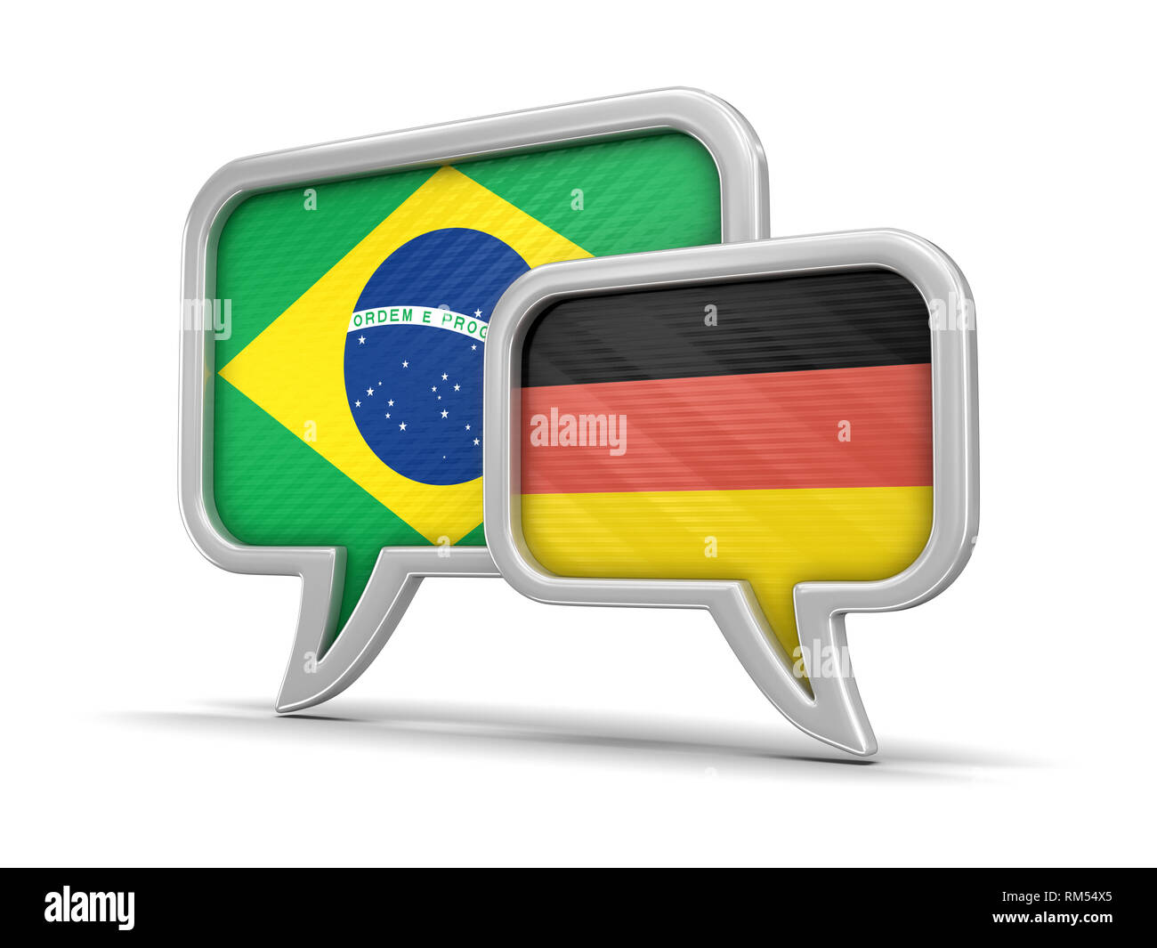Speech bubbles with flags. Image with clipping path Stock Photo - Alamy