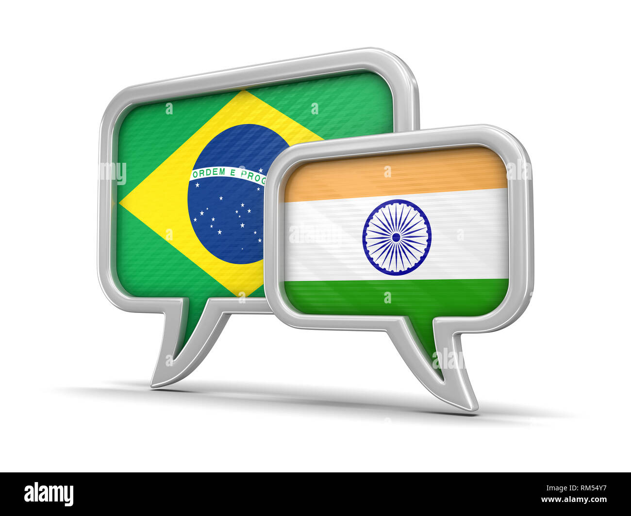 Speech bubbles with flags. Image with clipping path Stock Photo - Alamy