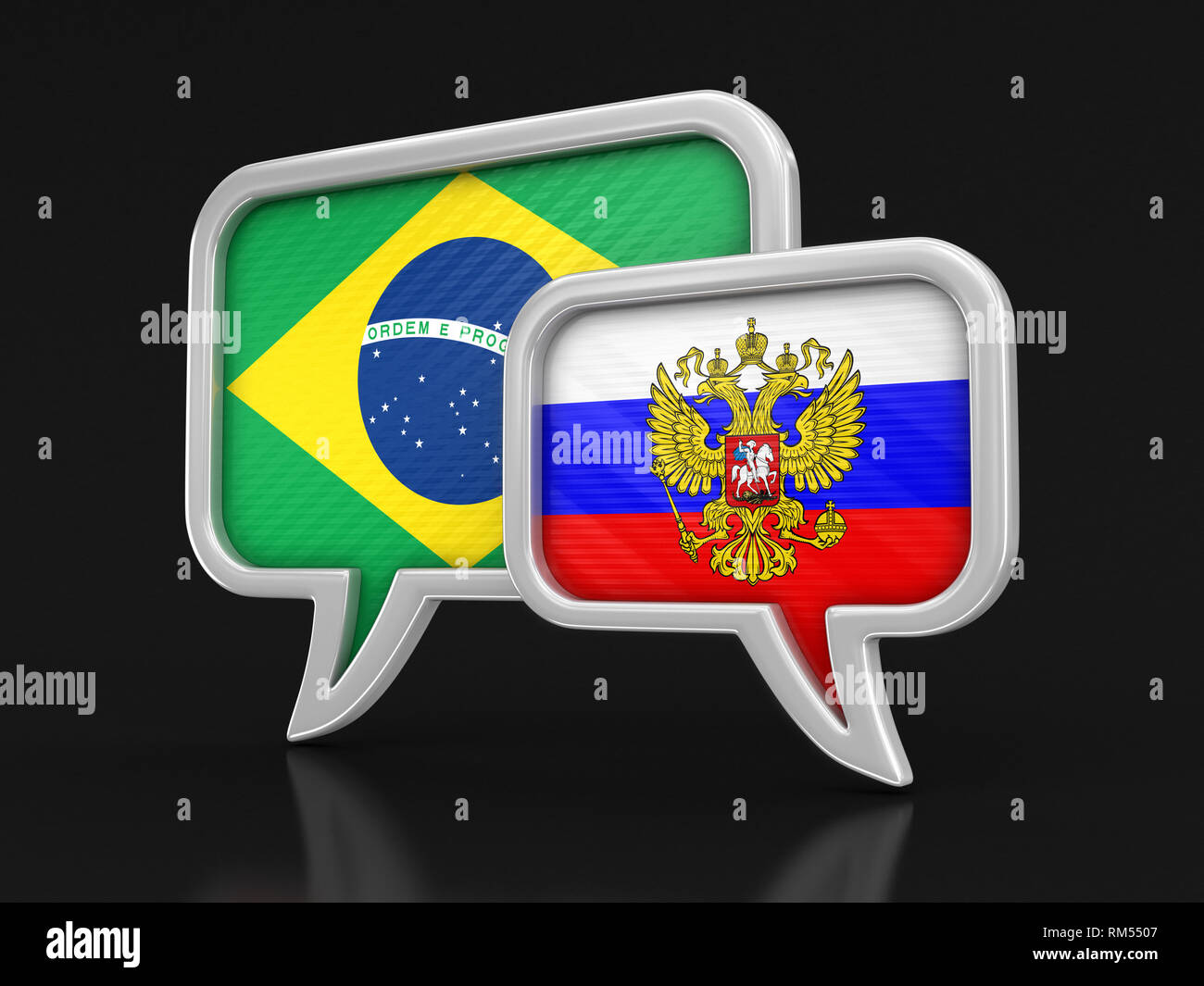 Speech bubbles with flags. Image with clipping path Stock Photo - Alamy