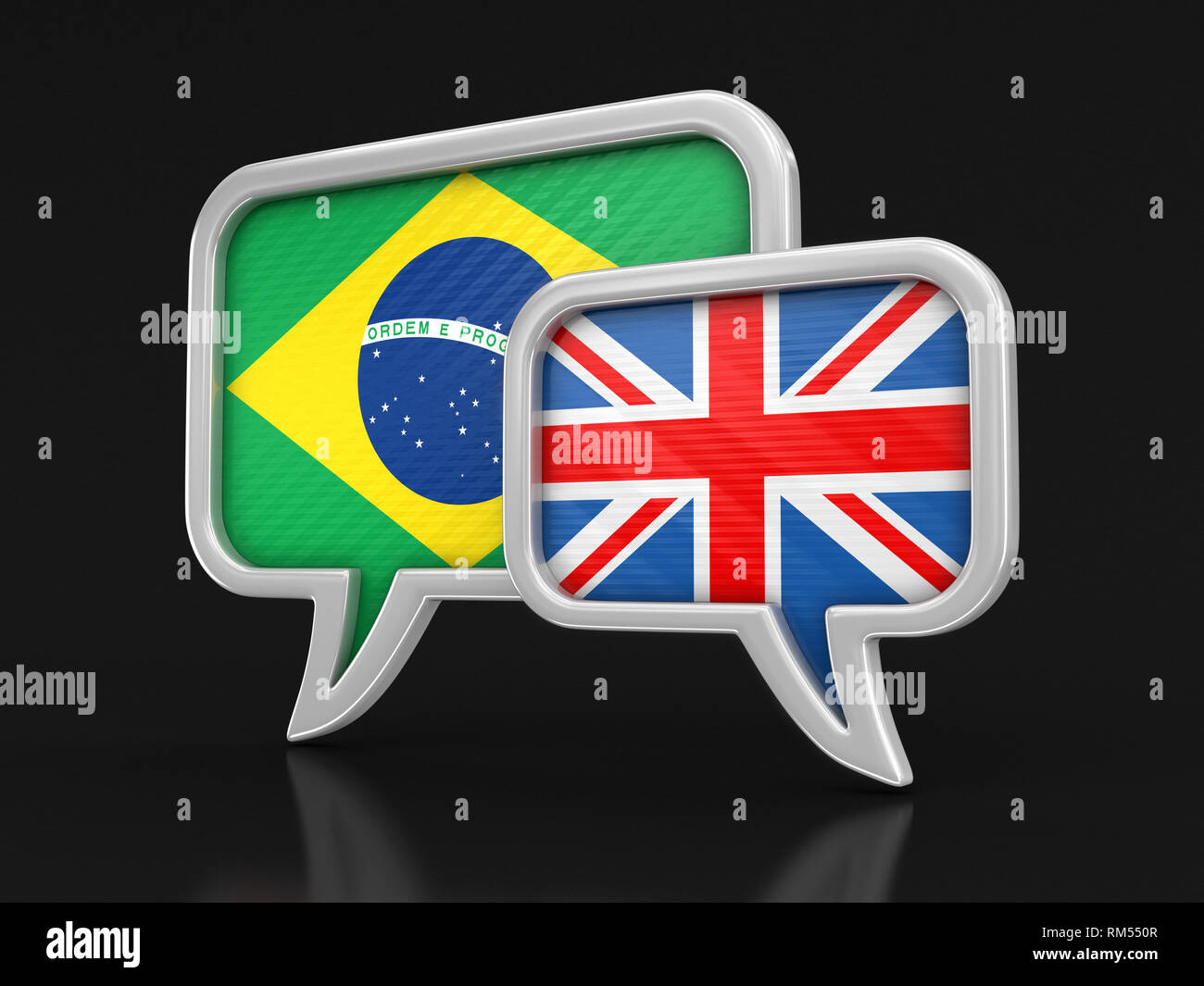 Speech bubbles with flags. Image with clipping path Stock Photo - Alamy