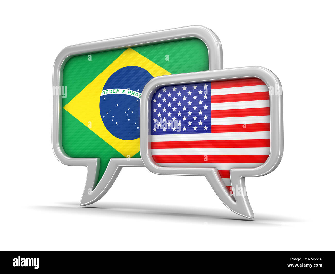 Speech bubbles with flags. Image with clipping path Stock Photo - Alamy