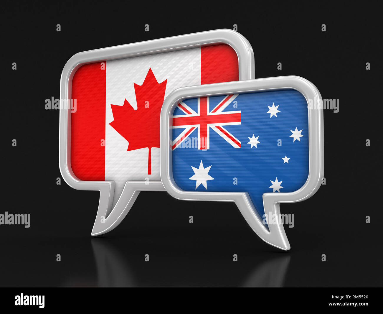Speech bubbles with flags. Image with clipping path Stock Photo - Alamy