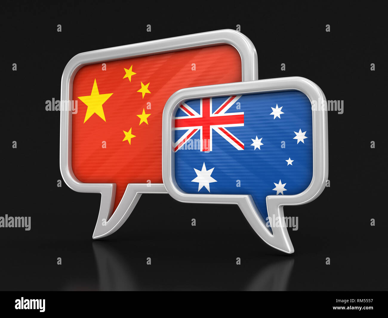 Speech bubbles with flags. Image with clipping path Stock Photo - Alamy